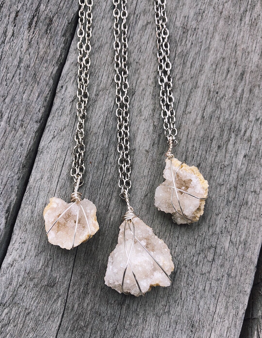 Raw Crystal Geode Necklace | Geode Quartz | Raw Crystal Necklace ...
