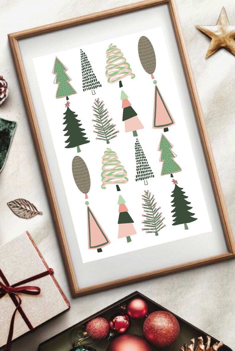 Christmas Tree Digital Download Pink Christmas Printable - Etsy