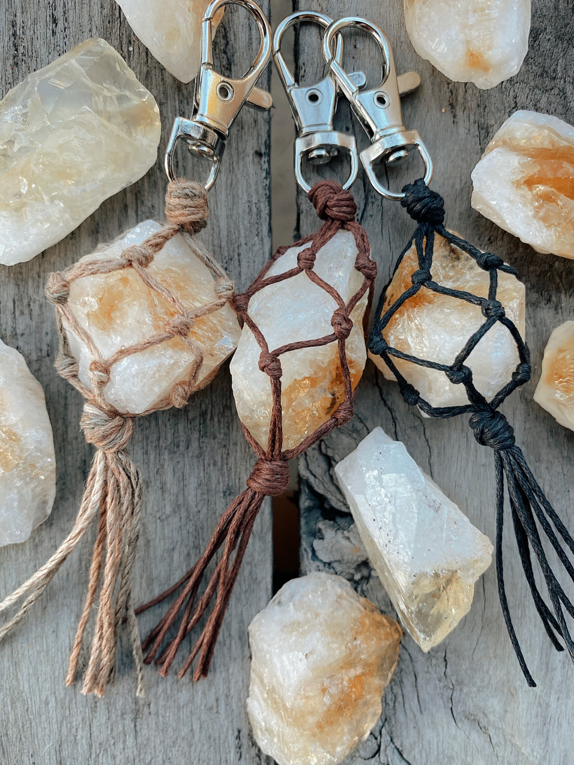 Citrine Crystal Keychain Boho Keychain Accessories Boho | Etsy
