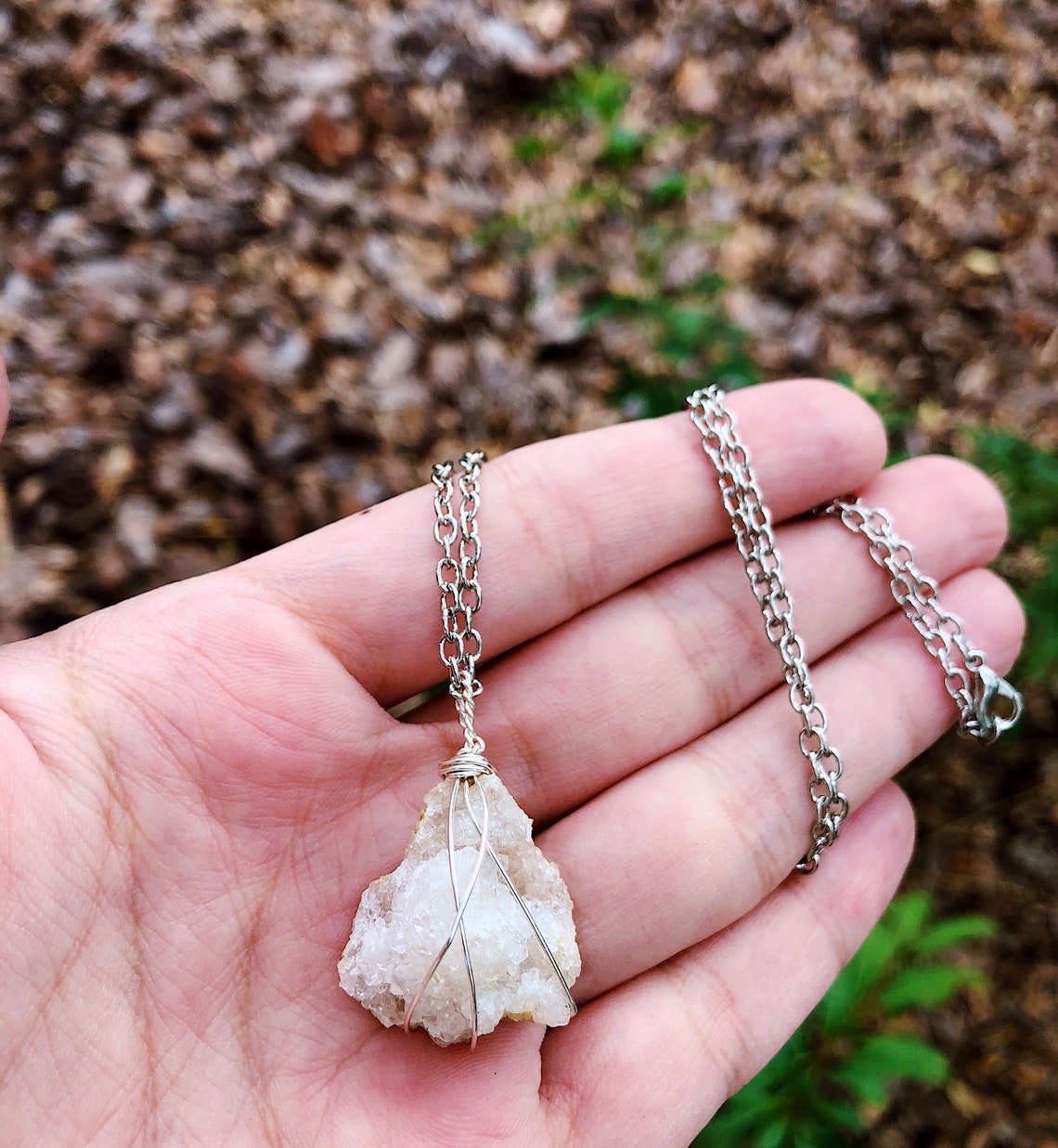 Raw Crystal Geode Necklace | Geode Quartz | Raw Crystal Necklace ...