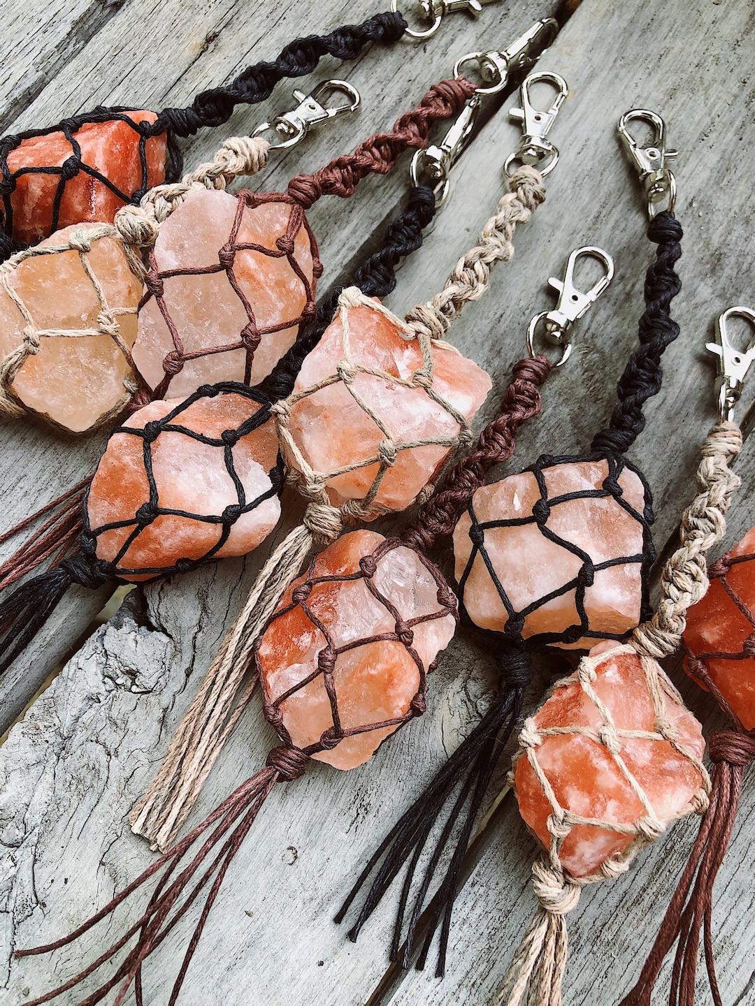 Himalayan Salt Rock Keychain | Salt Rock Decor | Crystal Keychain ...