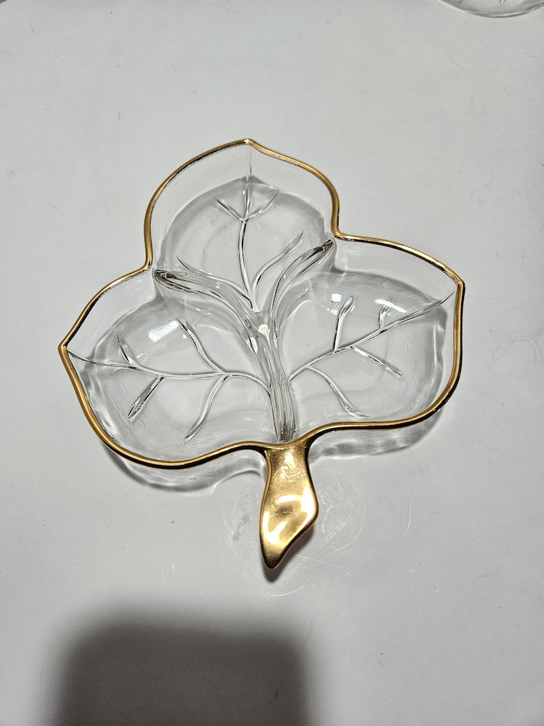 Vtg Clear Glass Leaf Shape Dishes - Etsy