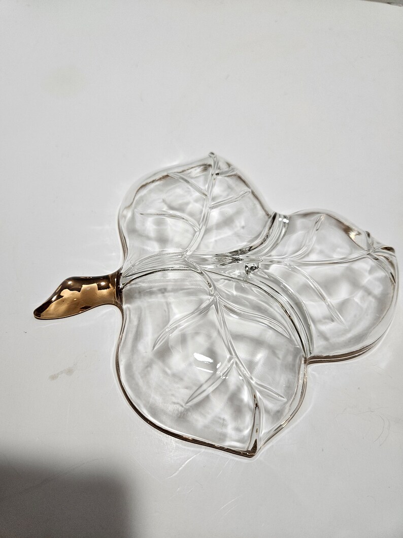 Vtg Clear Glass Leaf Shape Dishes - Etsy