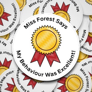 Personalised Teacher Behaviour Reward Stickers, Praise Stickers, School ...