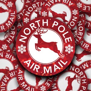 North Pole Air Mail Stickers - Christmas Presents Look Like They Have ...