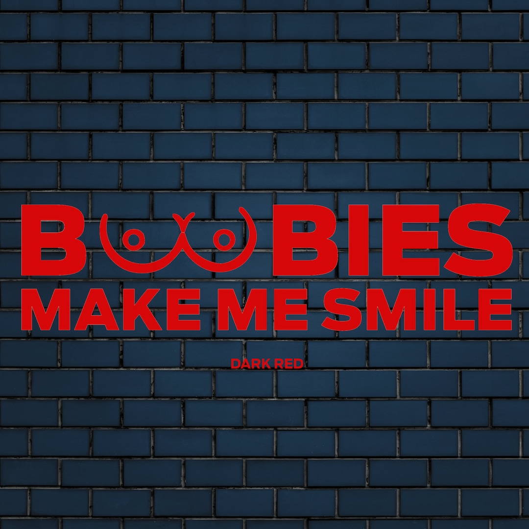 Boobies Make Me Smile Funny Car Sticker | Boobies Make Me Smile Funny ...