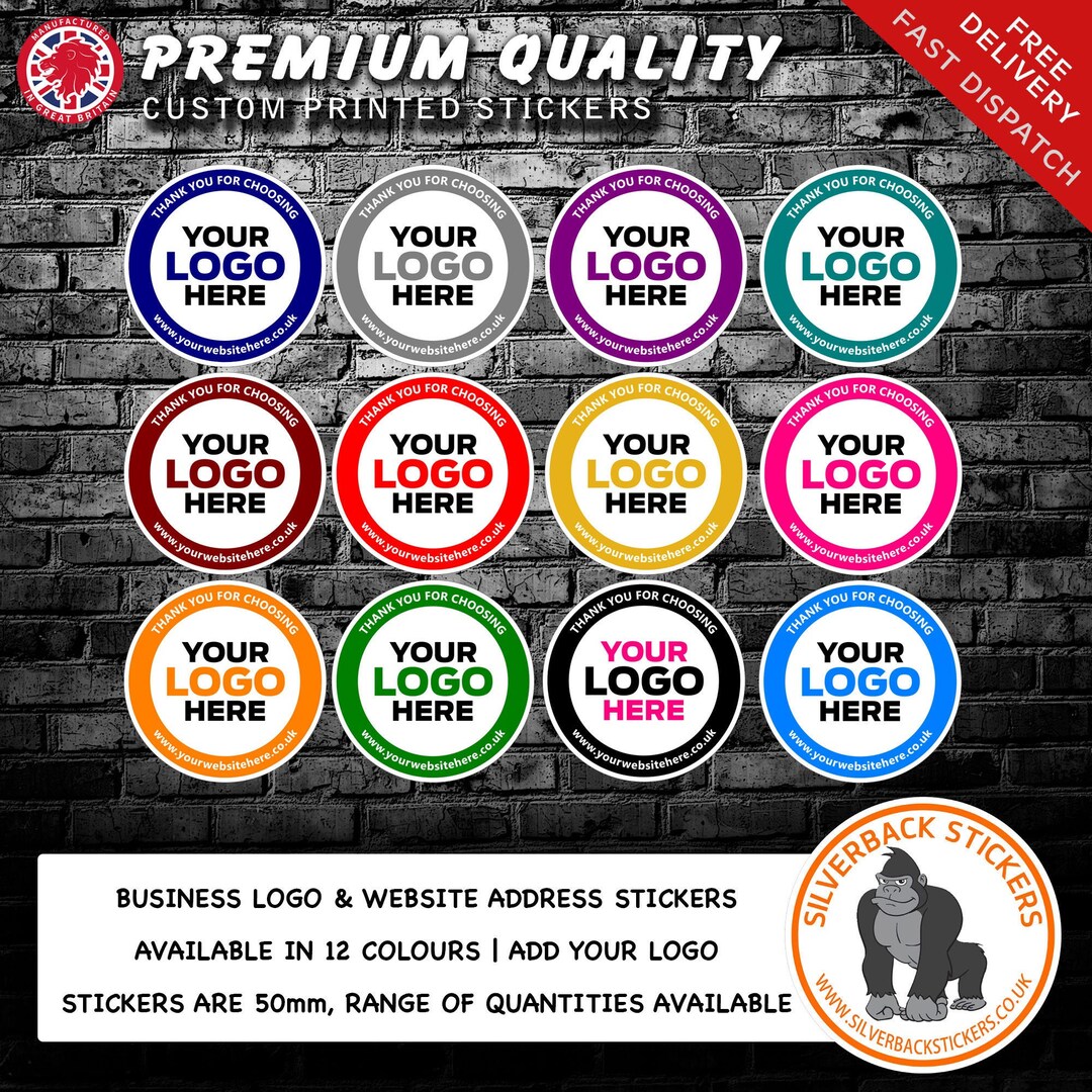 Custom Logo Stickers for Business, Add Your Logo, 12 Colours to Choose ...
