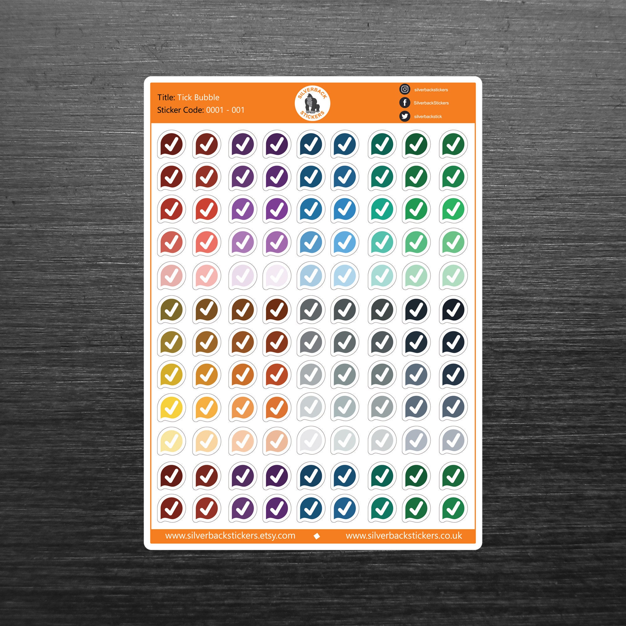 108 Assorted Colour Tick Planner Stickers Pack UK Available in - Etsy