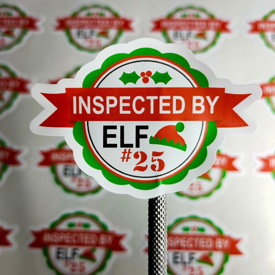 Christmas Stickers Inspected by Elf 25 Christmas Postage Stickers ...