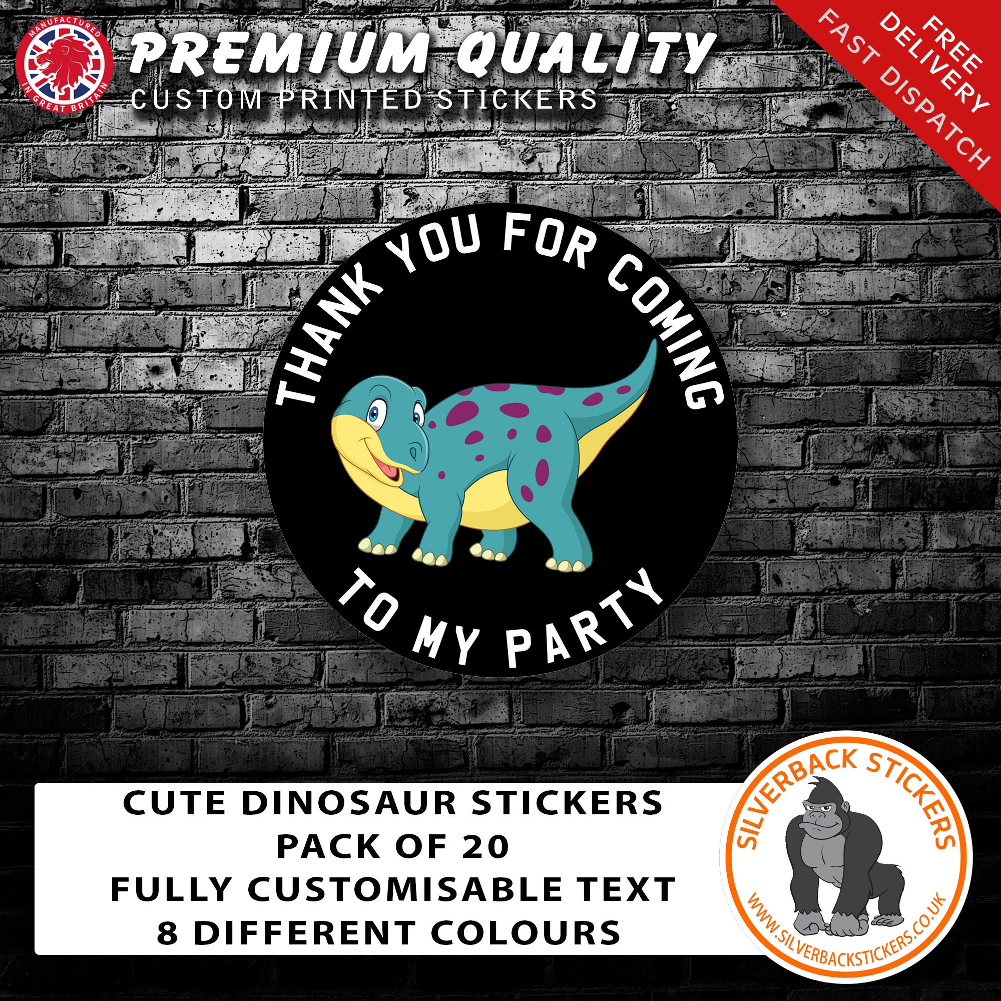 Cute Dinosaur Birthday Stickers Birthday Party Bag Stickers | Etsy