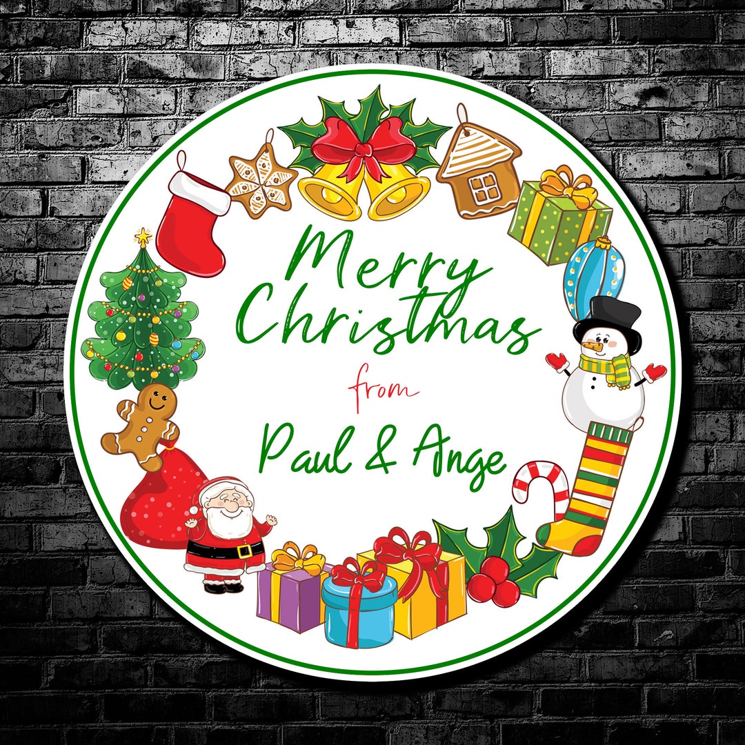 Christmas Wreath Design Present Stickers for Labeling Your Christmas ...