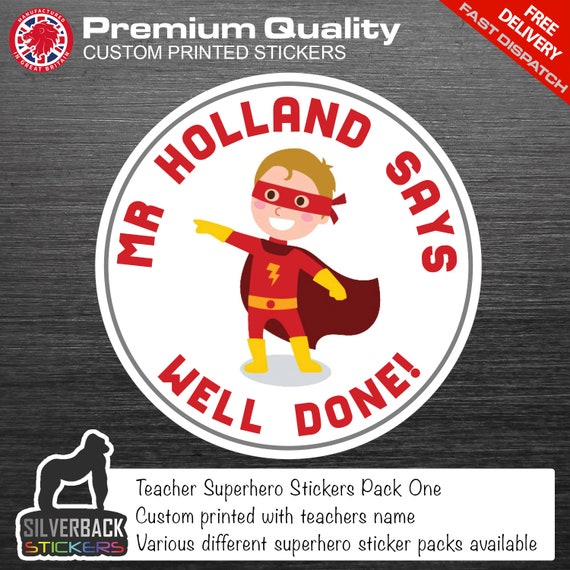 Paper & Party Supplies 48 Personalised teacher sticker set Merit ...