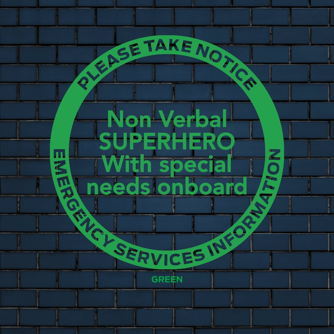 Non Verbal Disability Decal, Emergency Services Notice, Non Verbal ...