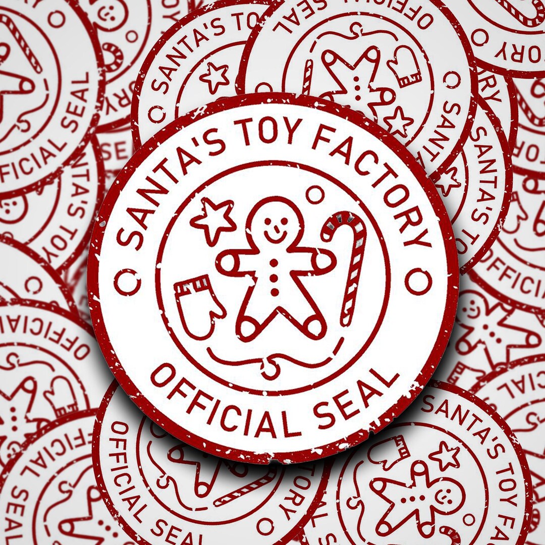Santa’s Toy Factory Official Seal Sticker • Christmas Crafts Label ...