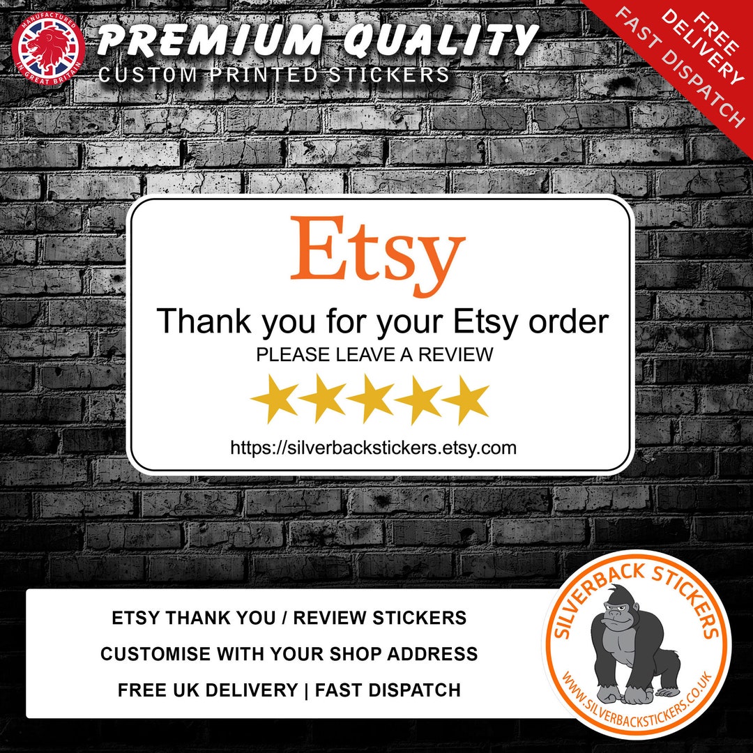 60 Personalised Etsy Thank You, Please Leave a Review Stickers ...