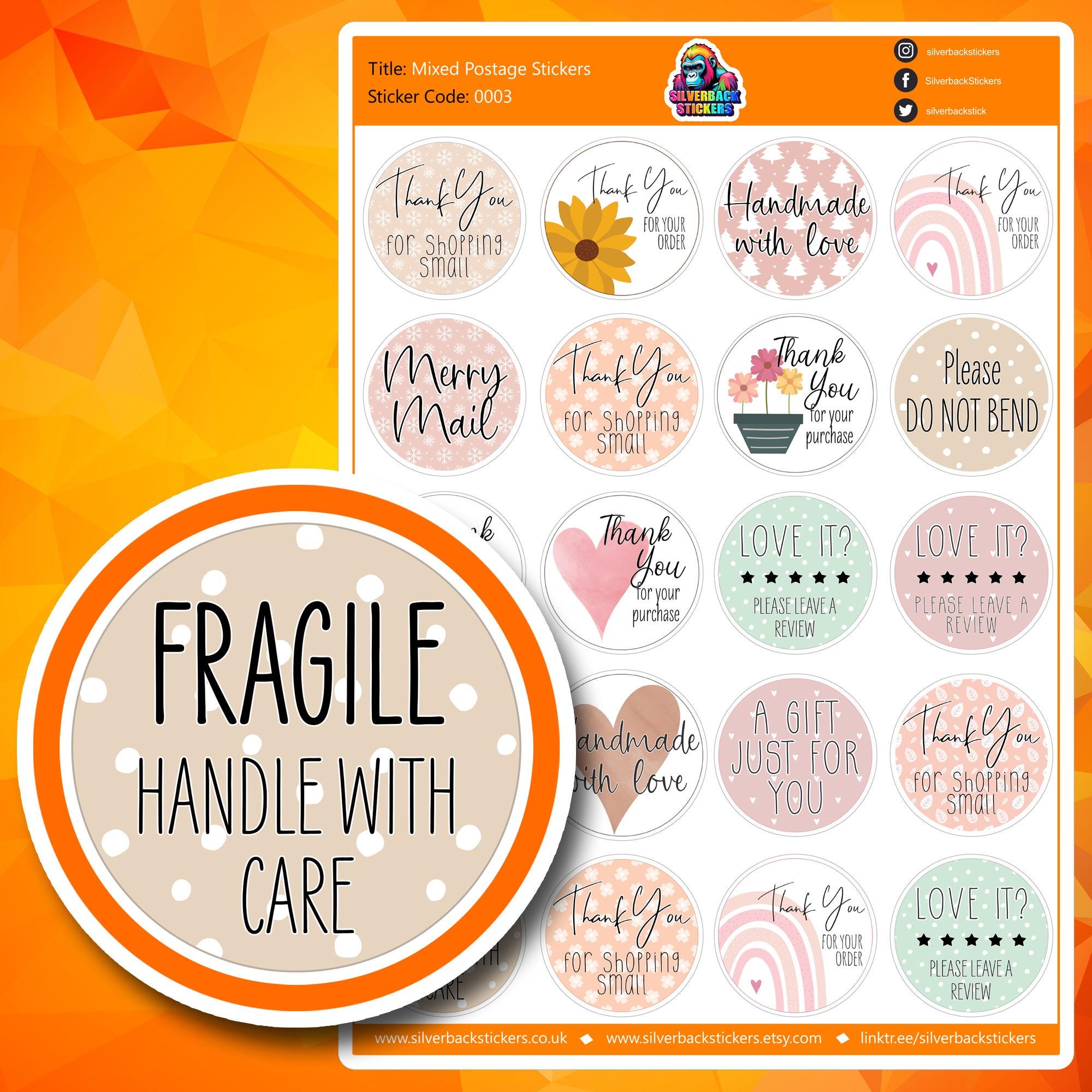 Mixed Post and Packaging Stickers for Small Business Multi-sticker ...