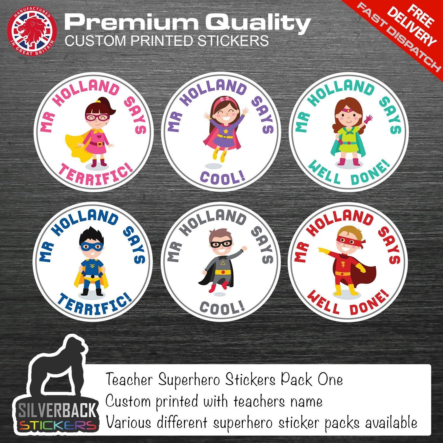 48 Personalised Teacher Sticker Set Teacher Superhero | Etsy