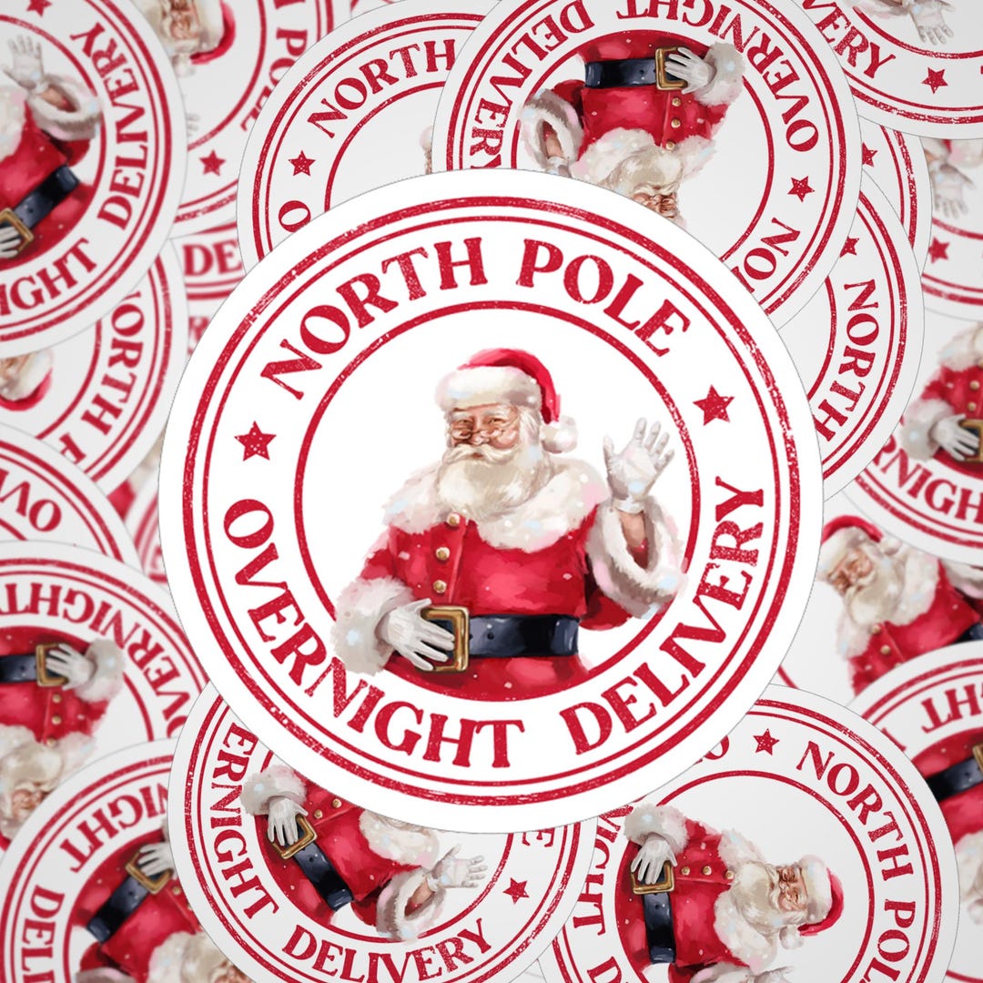 North Pole Overnight Delivery Christmas Gift Stickers. Christmas ...