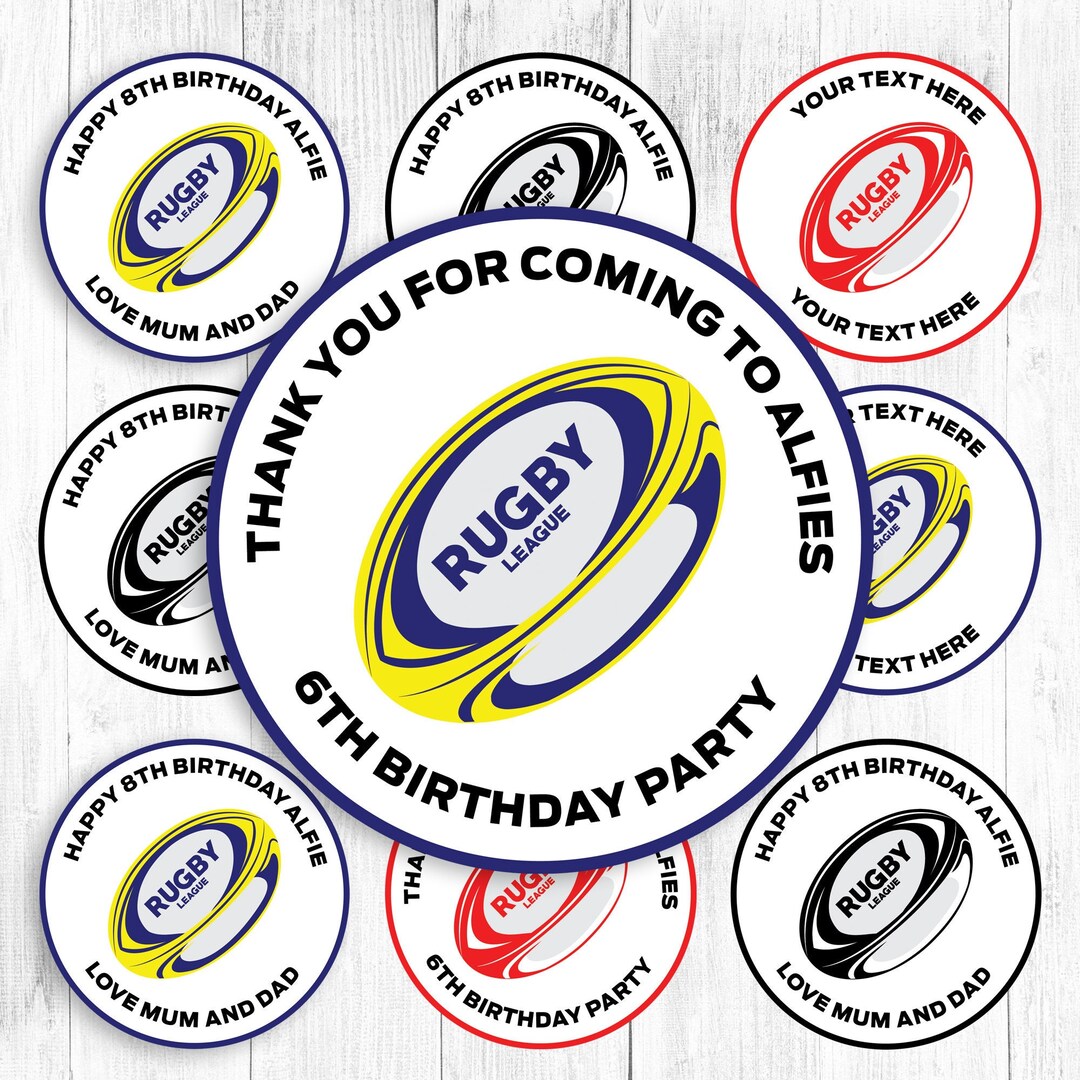 Personalised Rugby League Stickers, Rugby League Ball With Your Text ...