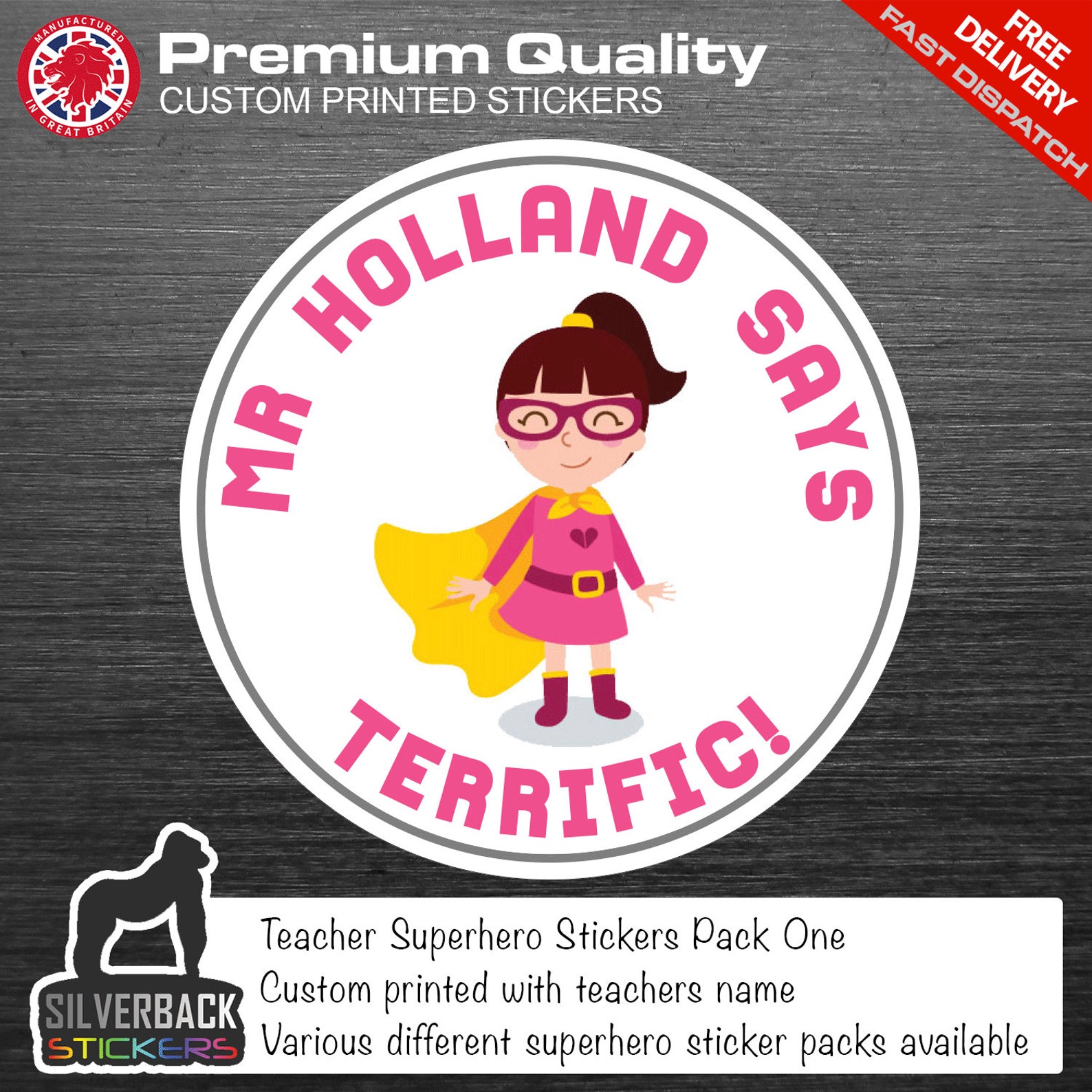 48 Personalised Teacher Sticker Set Teacher Superhero | Etsy