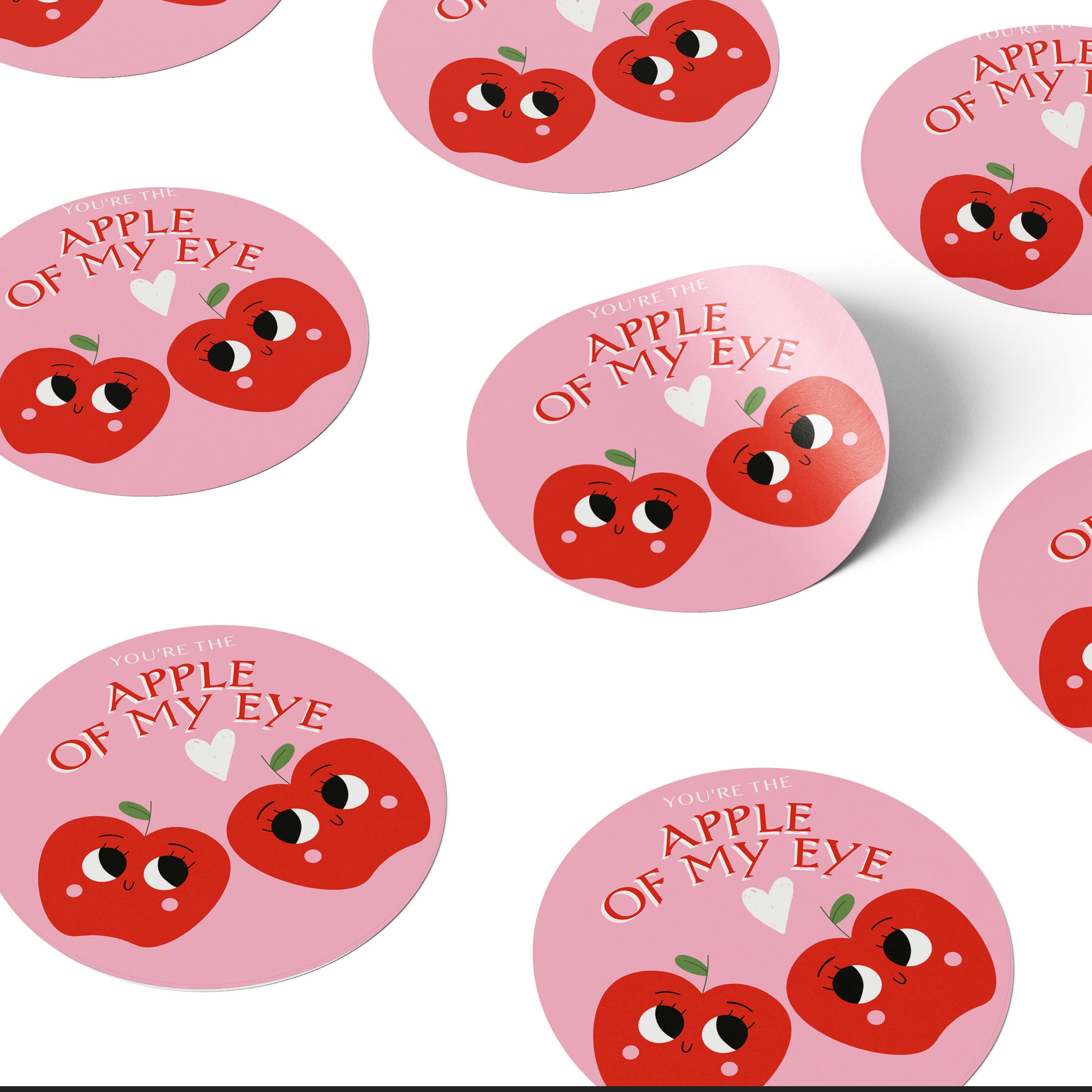 Apple Of My Eye Valentines Day Sticker Sheet, Valentines Stickers 
