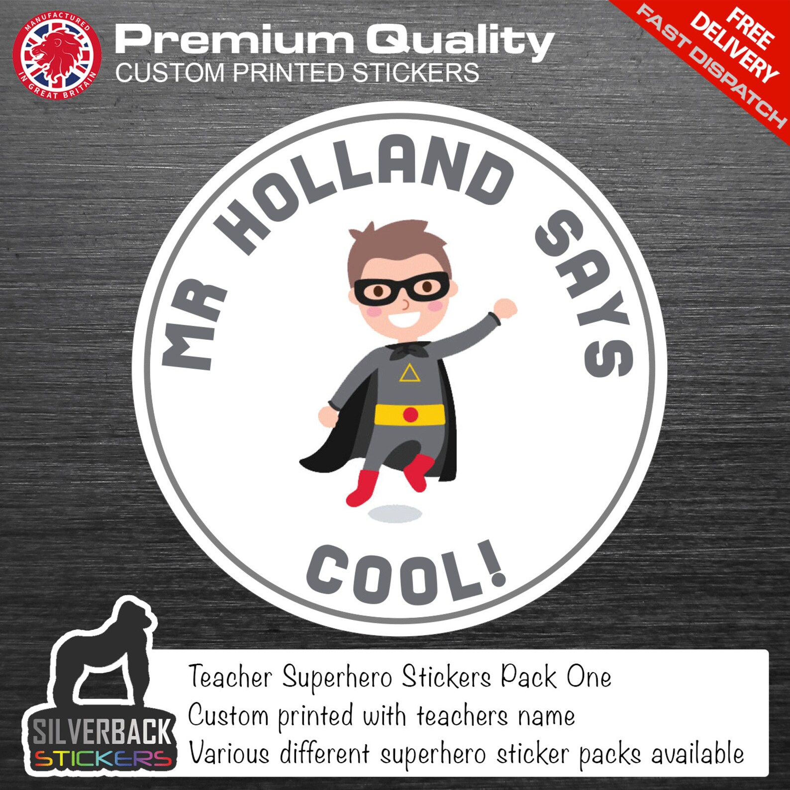 48 Personalised Teacher Sticker Set | Teacher Superhero Sticker Set ...
