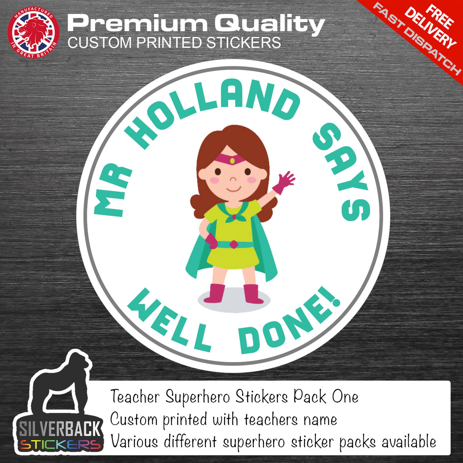 48 Personalised Teacher Sticker Set Teacher Superhero | Etsy