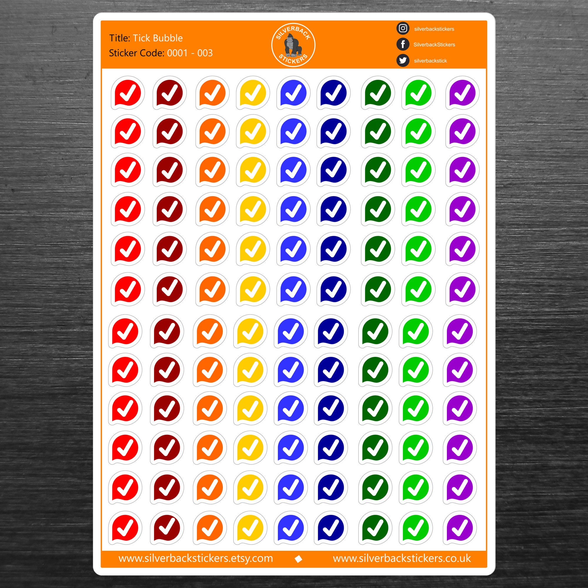 108 Assorted Colour Tick Planner Stickers Pack UK Available in - Etsy