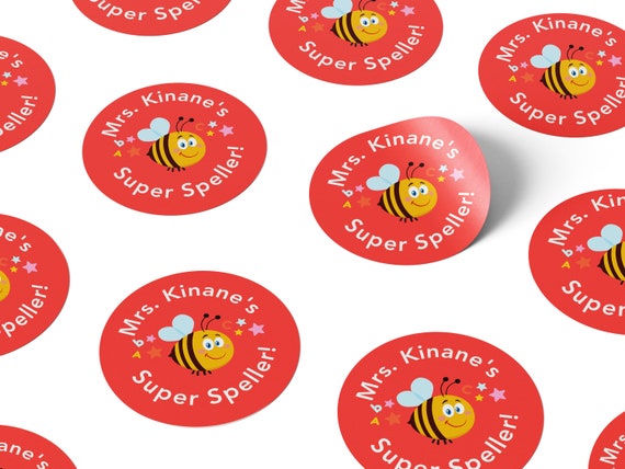 Super Speller Bee Personalised Teacher Stickers Praise | Etsy UK