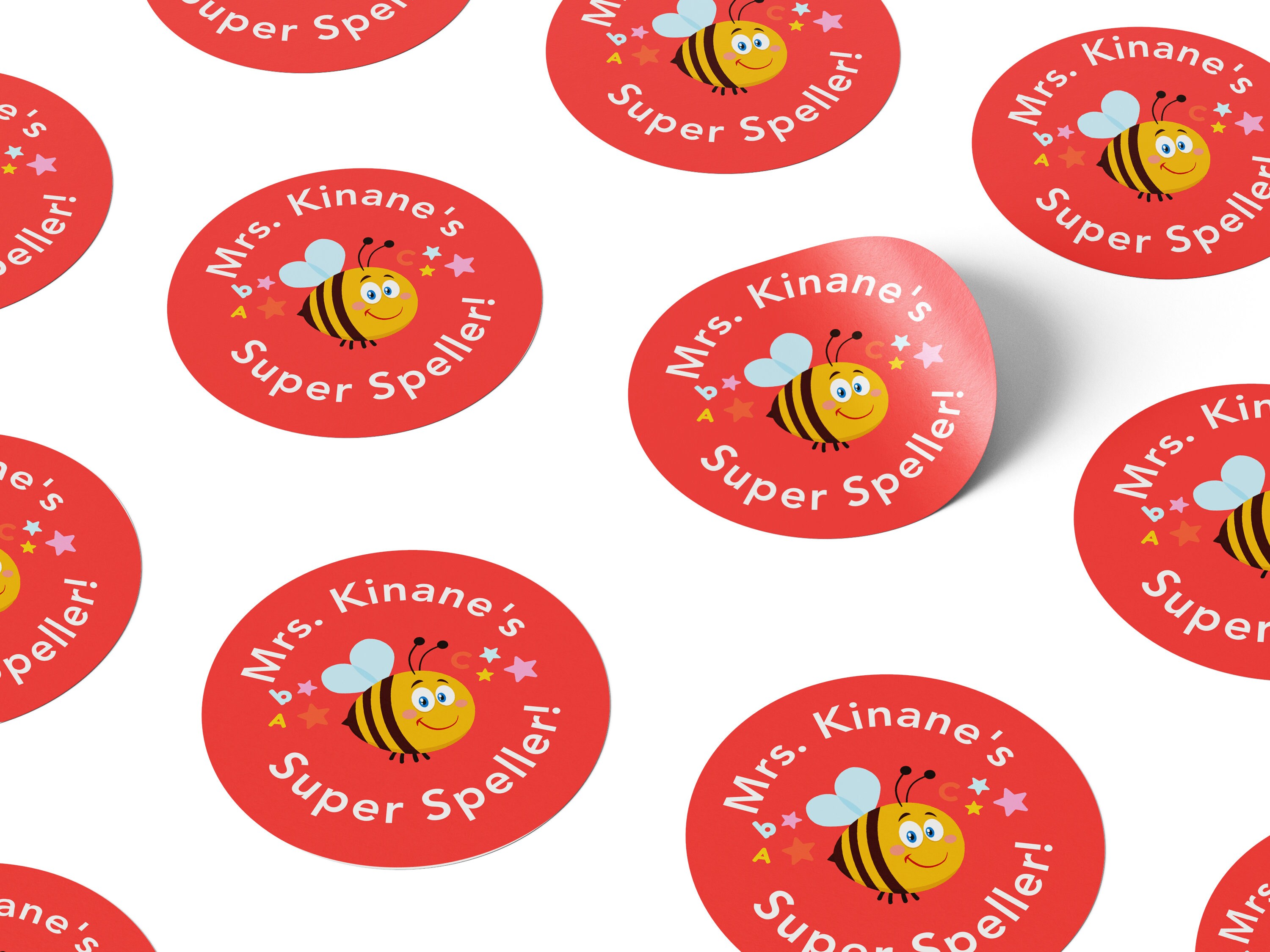 Super Speller Bee Personalised Teacher Stickers, Praise Stickers ...
