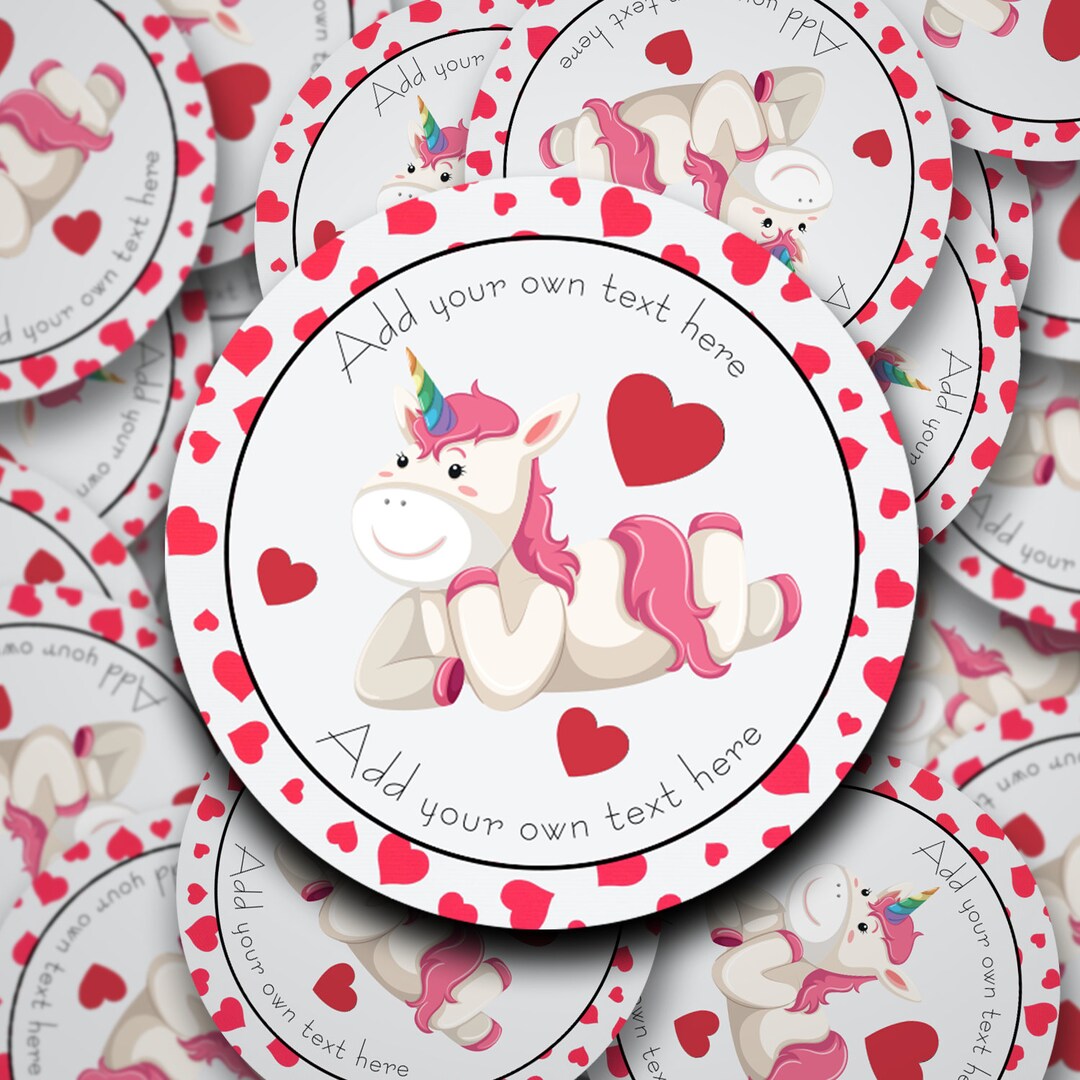 Unicorn Hearts Personalised Valentines Day Stickers - Etsy