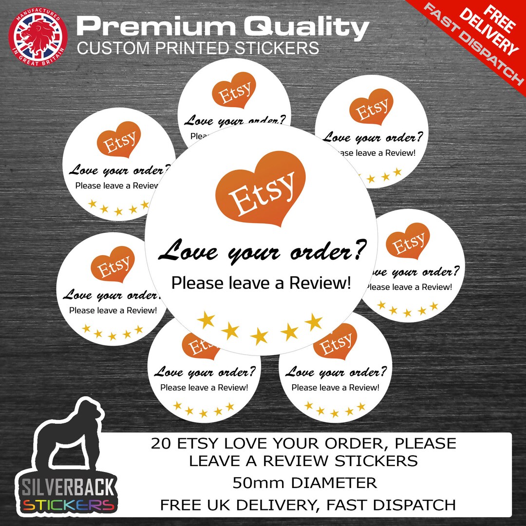 Etsy Review Stickers, Thank You Stickers, Etsy Order Stickers, Etsy ...
