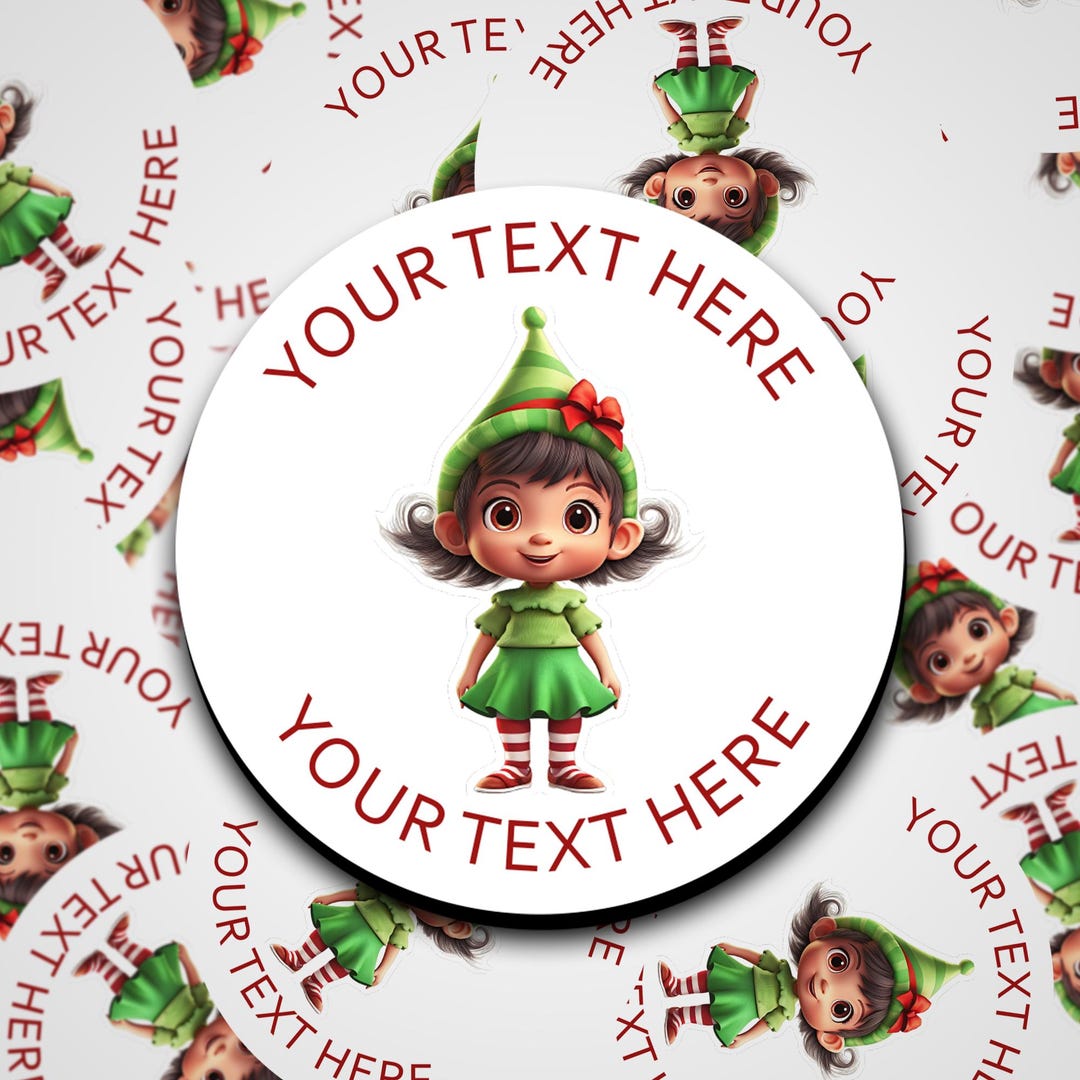 Personalised Cute Girly Elf Christmas Stickers, Personalised Stickers ...