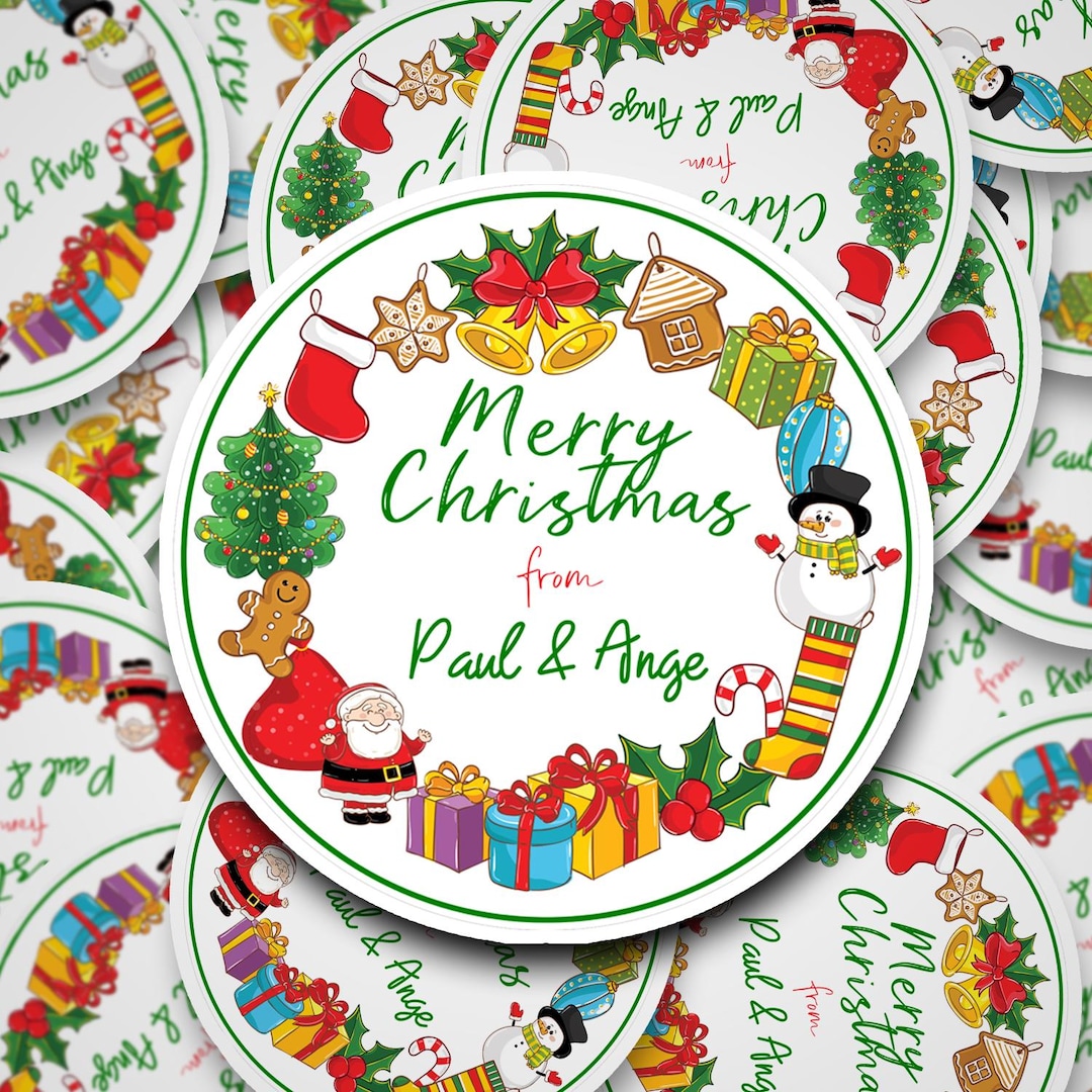 Childish Wreath Stickers - Sticker Design With Childhood Christmas ...
