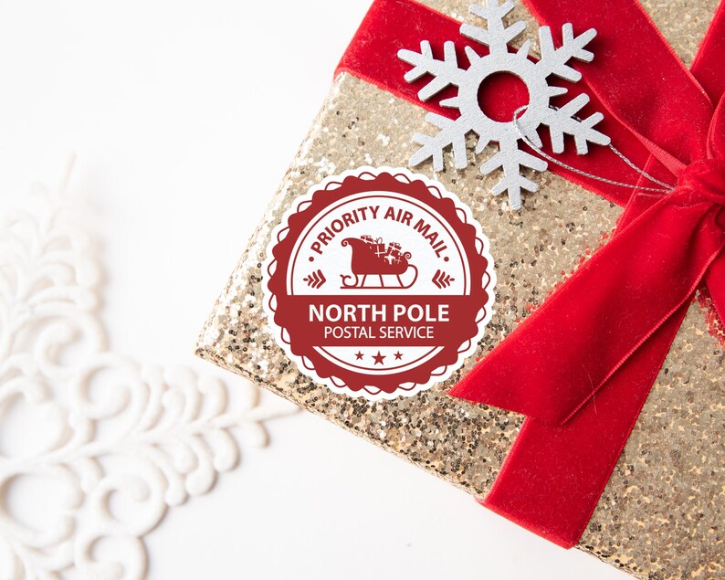 North Pole Postal Service Stickers - Priority Air Mail - Gift Stickers ...
