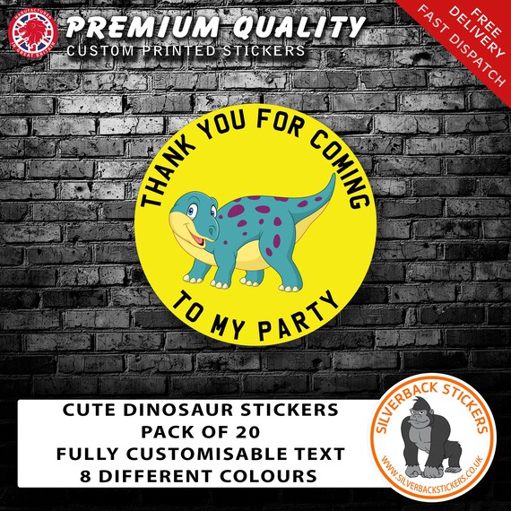 Cute Dinosaur Birthday Stickers Birthday Party Bag Stickers | Etsy