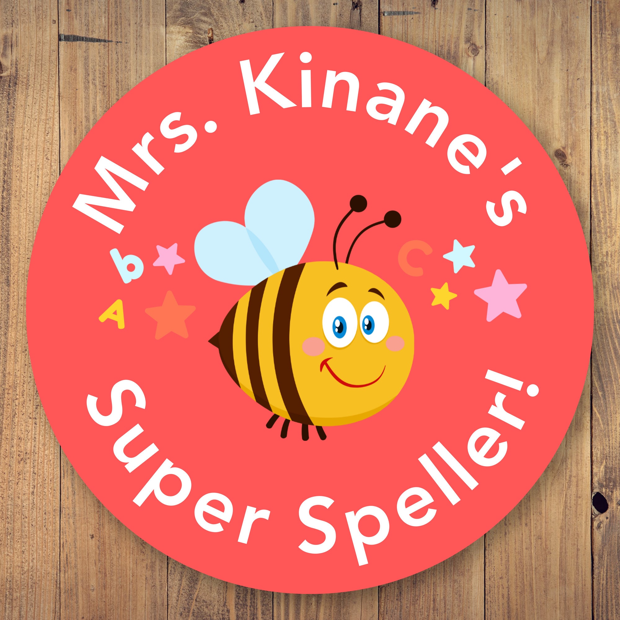 Super Speller Bee Personalised Teacher Stickers, Praise Stickers ...