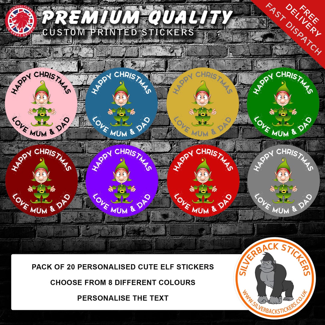 Personalised Elf Christmas Stickers Available in 8 Colours | Elf ...