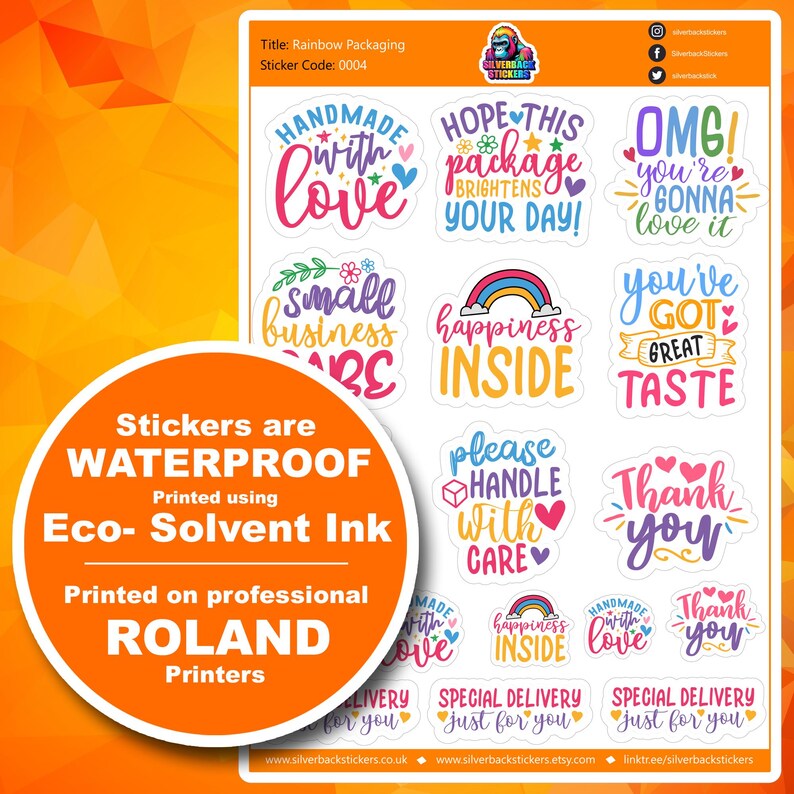 Rainbow Post and Packaging Stickers for Small Business Multi-sticker ...
