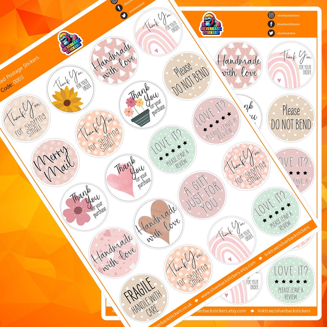 Mixed Post and Packaging Stickers for Small Business Multi-sticker ...