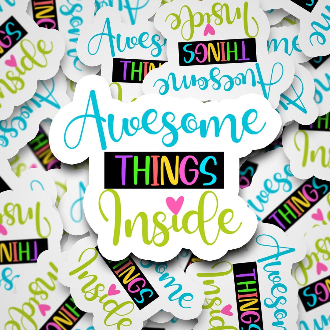 Awesome Things Inside Stickers, Packaging Labels, Vinyl Stickers - Etsy