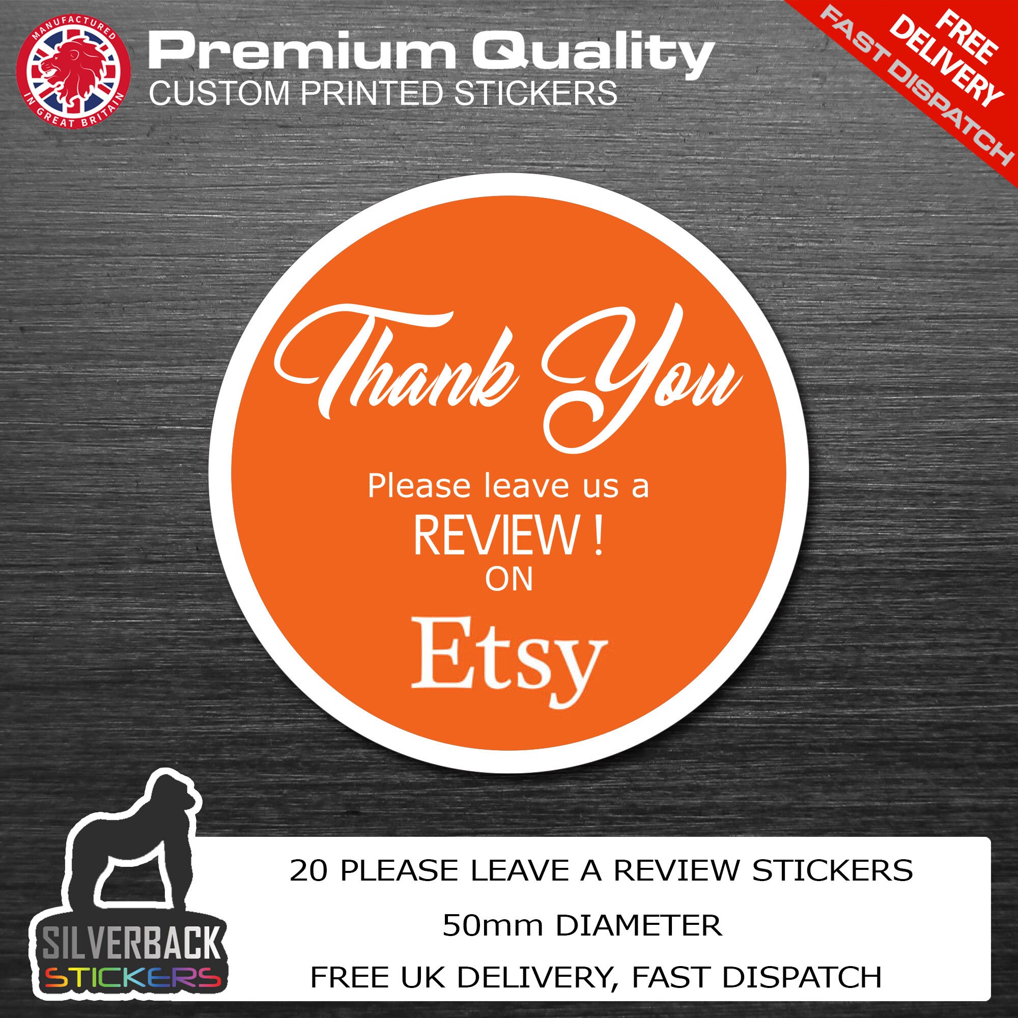 Etsy review stickers Thank You Please leave us a review on | Etsy