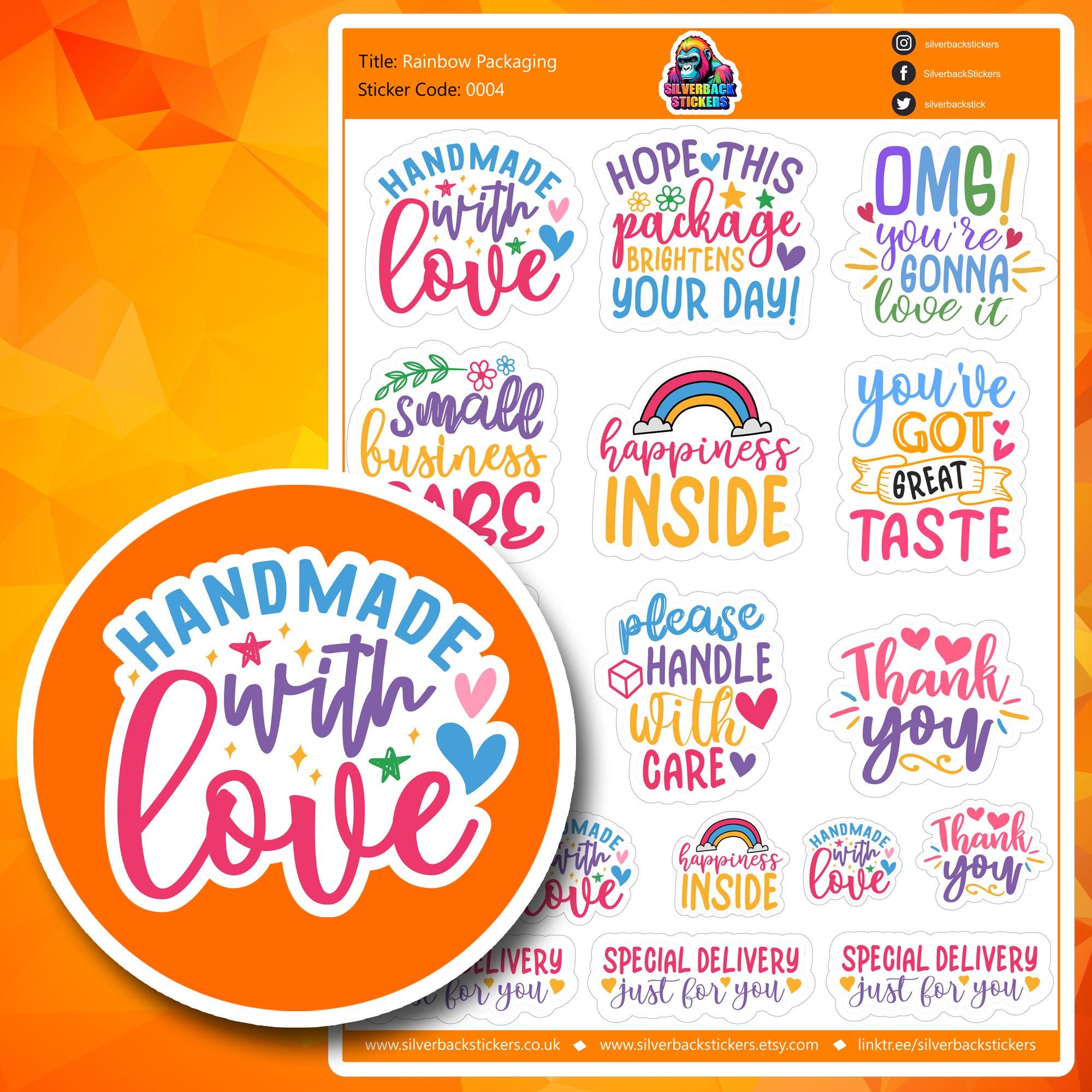 Rainbow Post and Packaging Stickers for Small Business Multi-sticker ...