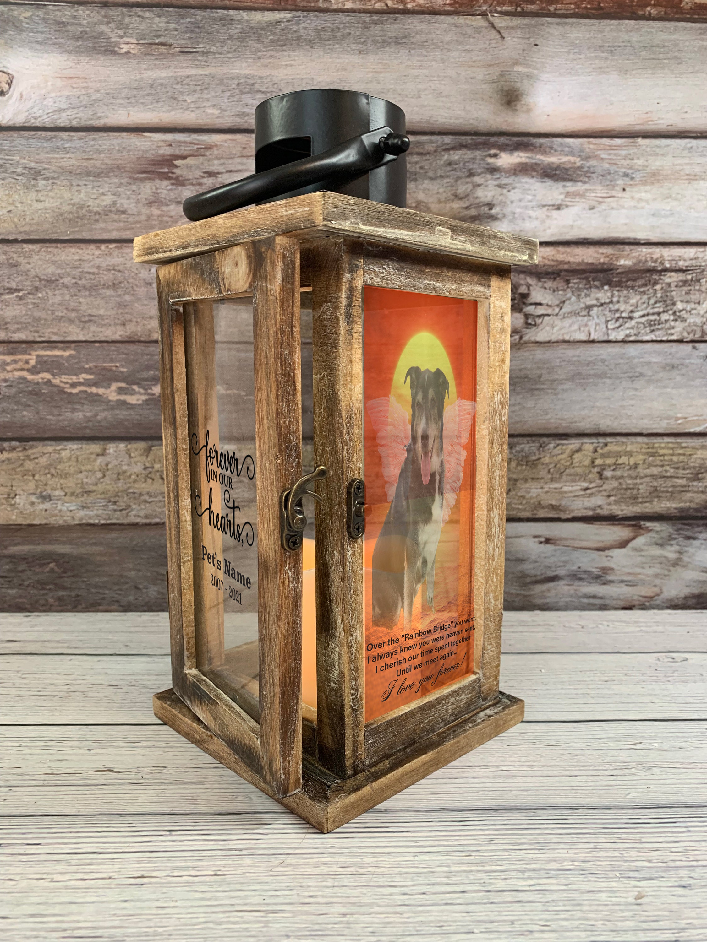 Classic Wooden Lantern With Led Candle Memorial Gift - Etsy