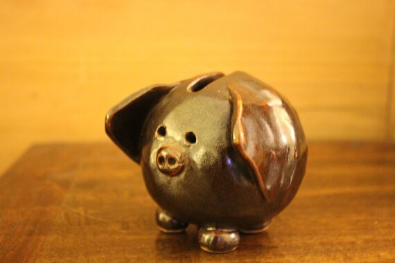Vintage Studio Pottery Piggy Bank - Etsy