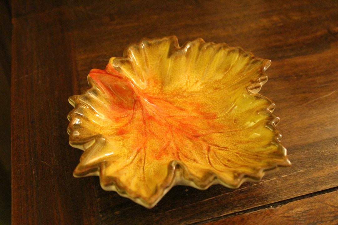 Vintage Italian Ceramic Glazed Autumn Leaf - Etsy