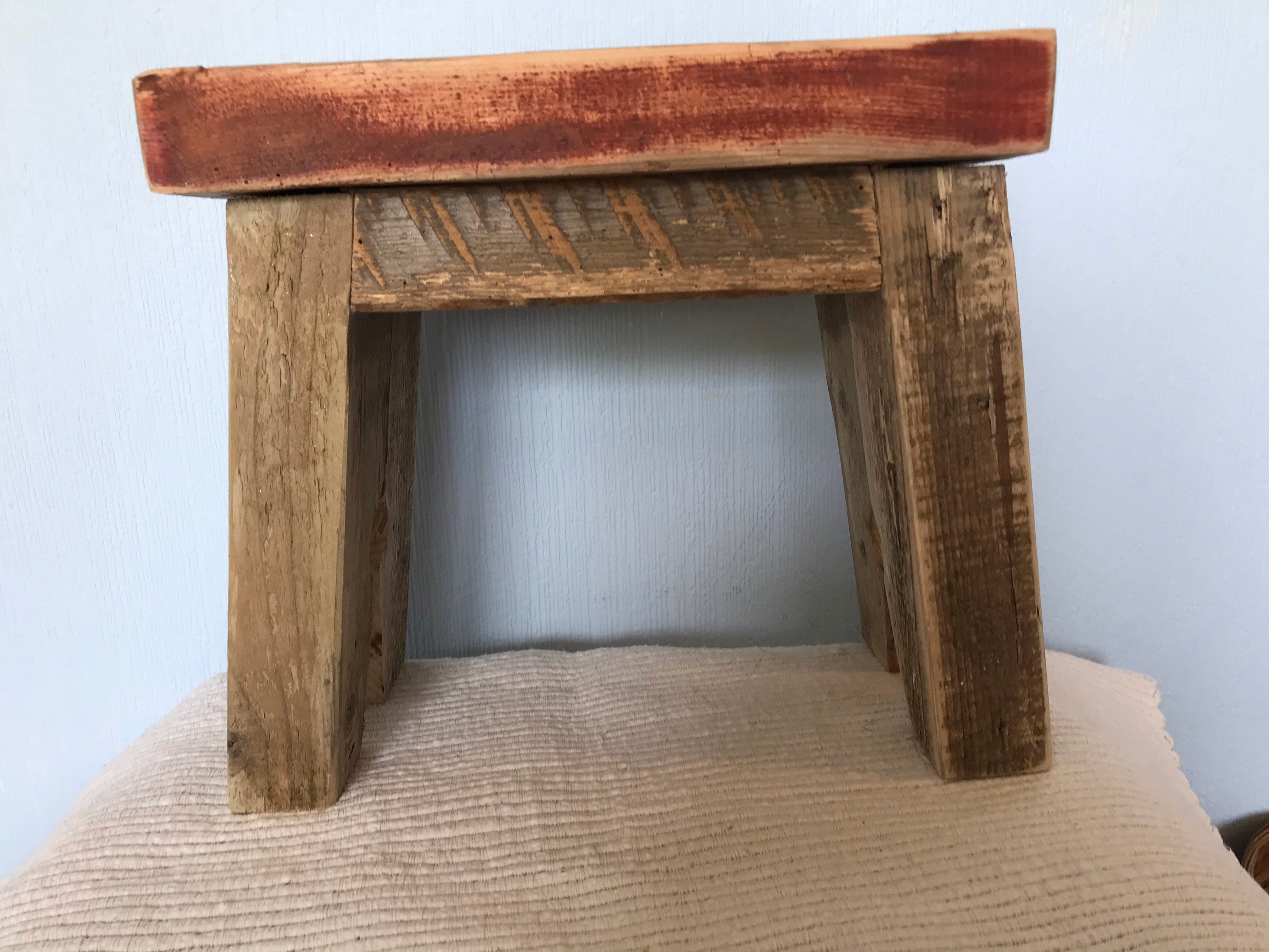 Wooden Stool Rustic Farmhouse Style Stools Handmade From - Etsy UK