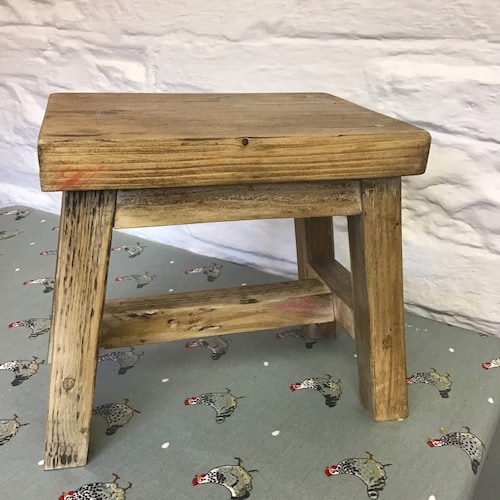 Wooden Stool Rustic Farmhouse Style Stools Handmade From - Etsy UK