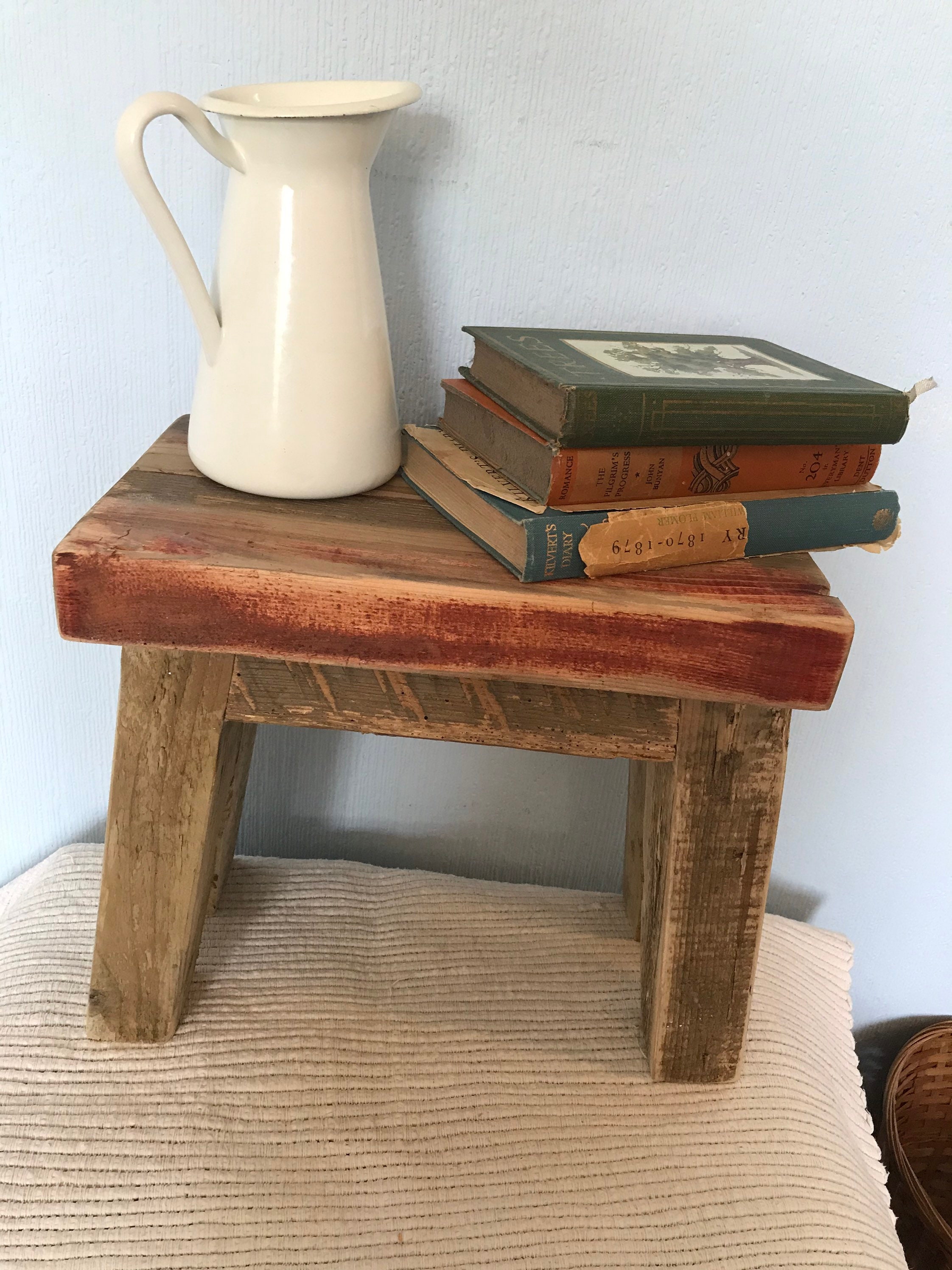 Wooden Stool Rustic Farmhouse Style Stools Handmade From - Etsy UK