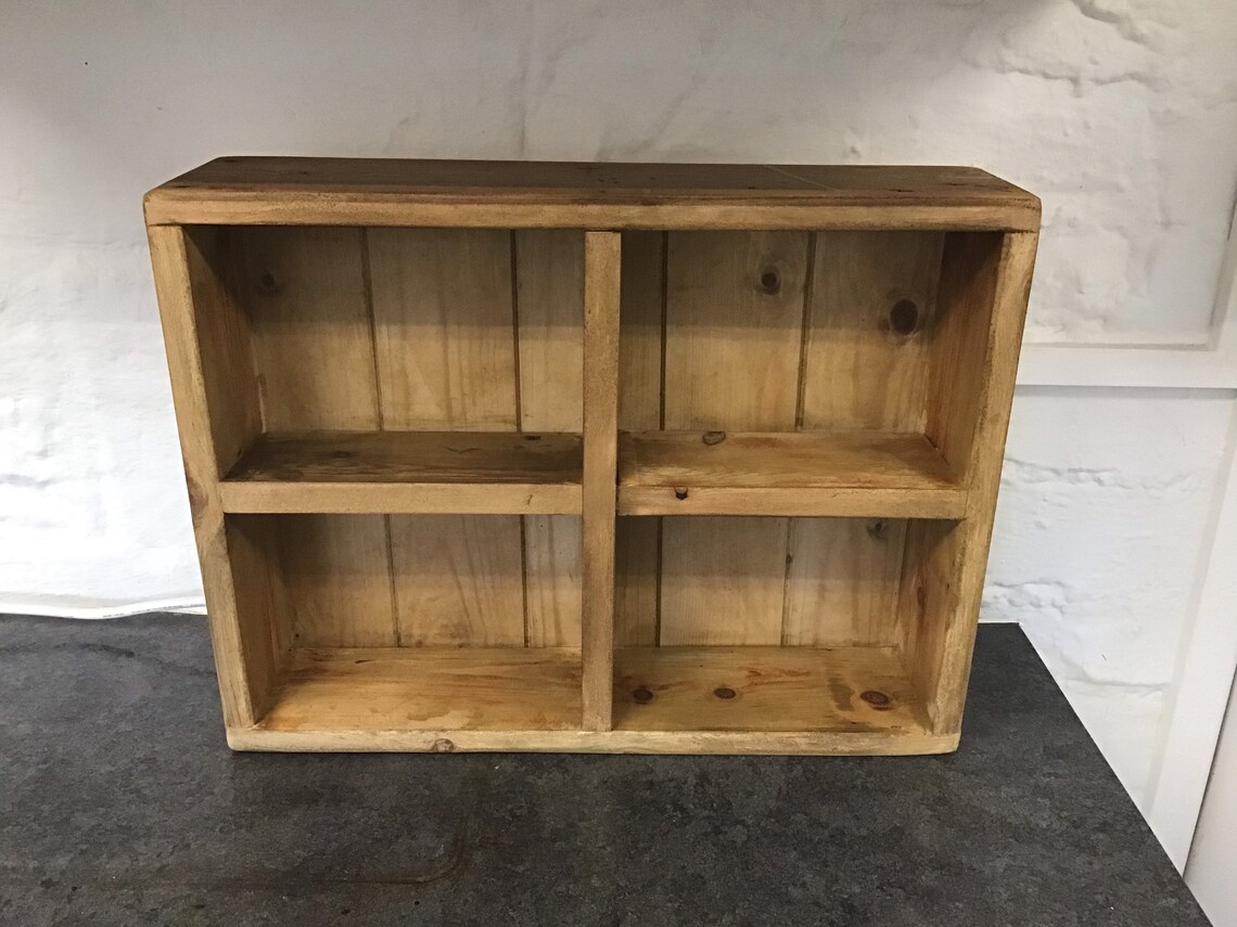 Rustic Wooden Kitchen Display Storage Unit With Four Cubby - Etsy UK